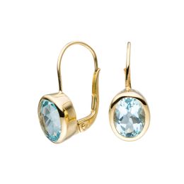 Paar Ohrhänger Jobo "Ohrringe mit Blautopas" Ohrringe Gr. Gelbgold 333, goldfarben (gelbgold 333) Damen Ohrhänger