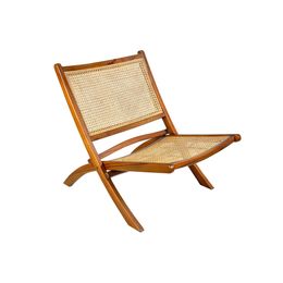 Rattanstuhl Sit Stühle Gr. B/H/T: 65 cm x 75 cm x 83 cm, Klappbar-Rahmen Teak-Sitzfläche und Rückenlehne Rattan + Massivholz, beige (natur, natur) Rattanstühle