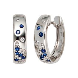 Paar Creolen Jobo Ohrringe Gr. SI = kleine Einschlüsse, Weißgold 585-Diamanten, weiß (weißgold 585) Damen Creolen
