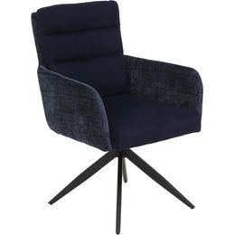 Armlehnstuhl Hela "LEANDRA mit Auto-Return" Stühle Gr. B/H/T: 64 cm x 92 cm x 69 cm, 2 St., Metall, blau (blau, schwarz, schwarz) Armlehnstühle