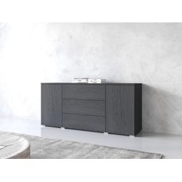 Sideboard Inosign "PARIS" Sideboards Gr. B/H/T: 150 cm x 68 cm x 39 cm, matt, 3, schwarz (graphitschwarz mit holzstruktur) Sideboards Bestseller