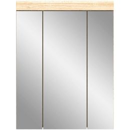 Badezimmerspiegelschrank Inosign "Siena" Schränke Gr. B/H/T: 60 cm x 79 cm x 18 cm, 3 St., beige (sonoma eiche hell, spiegelglas) Bad-Spiegelschränke