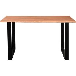 Baumkantentisch Sit Tische Gr. B/H/T: 140 cm x 76 cm x 80 cm, 140 x 80 cm, beige (natur, schwarz, natur) Baumkantentisch