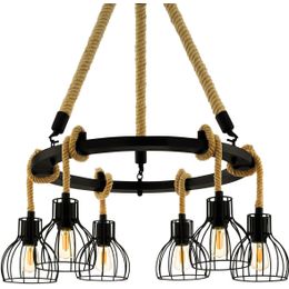 Pendelleuchte Eglo "RAMPSIDE" Lampen Gr. 6 flammig, Ø 76 cm, braun (schwarz, braun) Pendelleuchten und Hängeleuchten