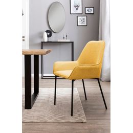 Esszimmerstuhl Salesfever Stühle Gr. B/H/T: 56 cm x 90 cm x 54 cm, 2 St., Struktur (100% Polyester), Metall, gelb (gelb, schwarz) Küchenstühle