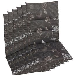 Sesselauflage GO-DE "Amalfi" Polsterauflagen Gr. B/H/T: 48 cm x 4 cm x 118 cm, Floral 6 St., grau Gartenstuhlauflagen