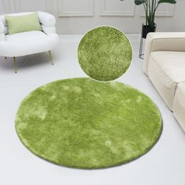 Hochflor-Teppich Bruno Banani "Dana Teppich" Teppiche Gr. Ø 190 cm, 30 mm, 1 St., grün (olivgrün) Esszimmerteppiche