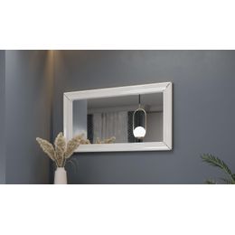 Dekospiegel LEONIQUE "Arno" Spiegel Gr. B/H/T: 119 cm x 64 cm x 3 cm, weiss hgl + dekorative Rahmenoptik, weiß (weiß hgl) Dekospiegel