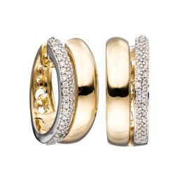 Paar Creolen Jobo "Ohrringe mit 86 Diamanten" Ohrringe Gr. SI = kleine Einschlüsse, Gelbgold 585-Diamanten, gelb (gelbgold 585) Damen Creolen