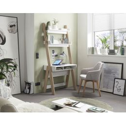 Schreibtisch MCA furniture "Viterbo" Tische Gr. B/H/T: 85 cm x 182 cm x 48 cm, weiß (weiß, eiche dekor, weiß) Schreibtische