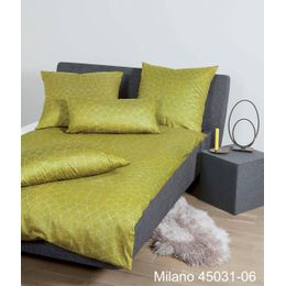 Bettwäsche Janine "MILANO 45031" Gr. B/L: 155 cm x 220 cm (1 St.), B/L: 80 cm x 80 cm (1 St.), Mako-Satin, grün (bernsteingrün, aurora) Bettwäsche 155x220 cm