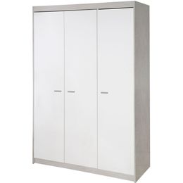 Kinderkleiderschrank Roba "Julia" Gr. B/H/T: 131 cm x 190 cm x 52 cm, 3 St., grau (weiß, grau) Baby Schränke Drehtürenschrank Kinderkleiderschrank Kleiderschrank Kinderschränke