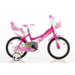 Kinderfahrrad DINO "Mädchenfahrrad 16 Zoll" Fahrräder Gr. 28 cm, 16 Zoll (40,64 cm), pink Kinder Kinderfahrräder