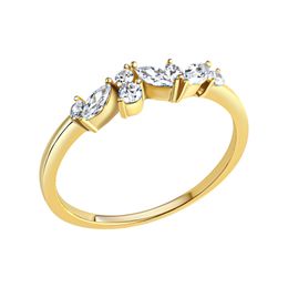 Fingerring Celesta "375/- Gelbgold Zirkonia" Fingerringe Gr. 054 (17,2), Gold, gelb (gelb, weiß) Damen Fingerringe