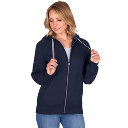 Sweatjacke TRIGEMA "TRIGEMA mit Kapuze" Gr. XL, blau (navy) Damen Sweatjacken