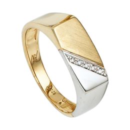Diamantring Jobo Fingerringe Gr. 62, P2 = erkennbare Einschlüsse, Gelbgold 585-Weißgold 585-Diamanten, gelb (gelbgold 585) Herren Goldringe