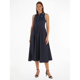 Polokleid Tommy Hilfiger "SMD TIP LYCLL MIDI POLO DRS NS" Gr. XL, N-Gr, blau (desert sky) Damen Kleider Freizeitkleider