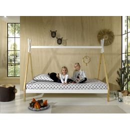 Vipack - Tipi Zelt Bett Liegefläche 90 x 200 cm, inkl. Rolllattenrost, Ausf. Kiefer massiv natur/wei