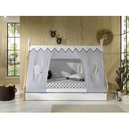 Vipack - Tipi Zelt Bett Liegefläche 90 x 200 cm, inkl. Rolllattenrost, Bettschublade und Textilzeltd