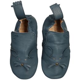 Easy Peasy - Leder-Krabbelschuhe BLUBLU MOUSE in dunkelblau, Gr.18/19