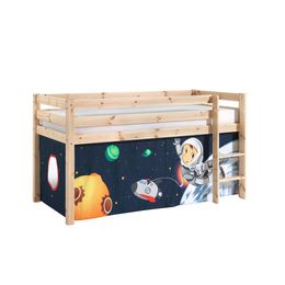 Vipack Spielbett Pino mit Textilset "Spaceman", Ausf. Kiefer massiv natur lackiert