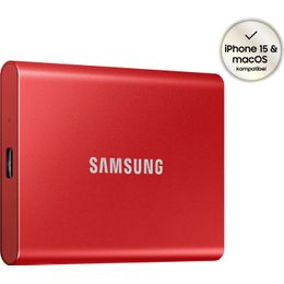 Samsung Portable SSD T7 externe SSD (500 GB) 1050 MB/S Lesegeschwindigkeit, 1000 MB/S Schreibgeschwindigkeit, rot