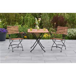 Merxx Garten-Essgruppe »Schlossgarten«, (Set, 3-tlg., Geöltes Eukalyptusholz), Tisch klappbar: LxB: 75x75 cm, beige