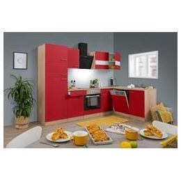 respekta Economy L-Küchenzeile 280 x 172 cm rot, Eiche Sonoma, KBL280ESRSC