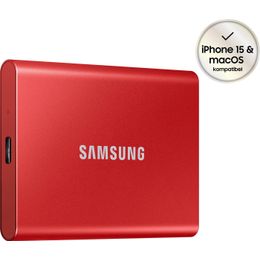 Samsung Portable SSD T7 externe SSD (2 TB) 1050 MB/S Lesegeschwindigkeit, 1000 MB/S Schreibgeschwindigkeit, rot