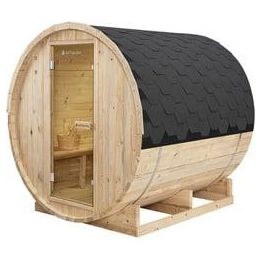 Artsauna Fasssauna Spitzbergen L 180x180 cm mit 6 kW Saunaofen