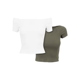 Urban Classics Shirt Damen Gr&ouml;&szlig;e XS khaki / wei&szlig;