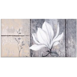 Glasbild Artland "Klassische Magnolie" Bilder Gr. B/H: 100 cm x 50 cm, Blumen, 1 St., grau Glasbilder