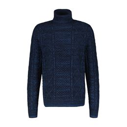 Strickpullover Lerros "Lerros Jacquard-Rollkragenpullover" Gr. S, blau (classic navy) Herren Pullover Sweatshirts