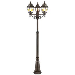Außen-Stehlampe Brilliant "Janel" Lampen Gr. 3 flammig, Ø 62 cm Höhe: 220 cm, goldfarben (schwarz, goldfarben) Außenstandleuchten
