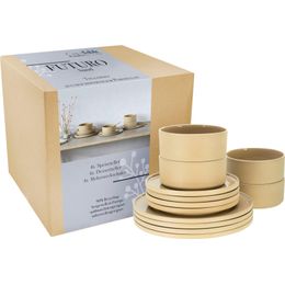 Tafelservice Creatable "Futuro" Geschirr-Sets Gr. 12 tlg., beige (sand) Tafelservice