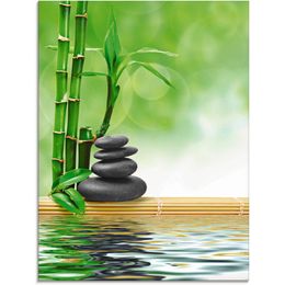 Glasbild Artland "Spa Konzept Zen Basaltsteine" Bilder Gr. B/H: 60 cm x 80 cm, Zen, 1 St., grün Glasbilder