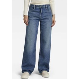 Weite Jeans G-Star Raw "Jeans Judee Straight" Gr. 32, Länge 32, blau (faded harbor) Damen Jeans Weite