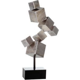 Dekoobjekt CASABLANCA BY GILDE "Skulptur Cubes, antik silber" Dekofiguren Gr. B/H/T: 27 cm x 56 cm x 14 cm, silberfarben Deko-Objekte