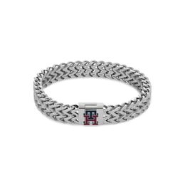 Armband Tommy Hilfiger "Schmuck Edelstahl Armschmuck Zopfkette" Armbänder Gr. Edelstahl, bunt (edelstahlfarben, dunkelblau, dunkelrot) Herren Hochzeitsmode