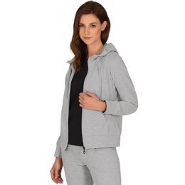 Sweatjacke TRIGEMA "TRIGEMA Kapuzenjacke" Gr. XXL, grau (grau, melange) Damen Sweatjacken