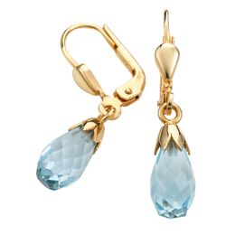 Paar Ohrhänger Lady Ohrringe Gr. Blau-Topas ct, Metall, goldfarben (gelbgold 375) Damen Ohrhänger
