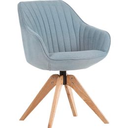 Esszimmerstuhl GUTMANN FACTORY "Chill" Stühle Gr. 4-Stern-Gestell aus Massivholz, blau (eisblau, natur) Küchenstühle Esszimmerstuhl, Armlehnstuhl mit bequemer Polsterung