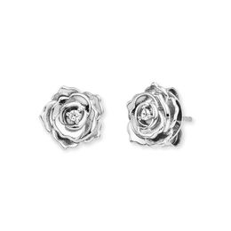 Paar Ohrstecker Engelsrufer "Rose, ERE-ROSE-ZI-ST" Ohrringe Gr. Silber 925 (Sterlingsilber), silberfarben (silberfarben, kristallweiß, kristallweiß) Damen Ohrstecker