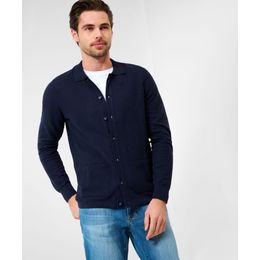 Strickjacke Brax "Style JAYDEN" Gr. L, blau (dunkelblau) Herren Strickjacken