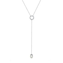 Perlenkette Elli "Y-Kette Kristalle Perle 925 Silber" Halsketten Gr. 60, ohne Stein, Silber 925 (Sterlingsilber), Länge: 60 cm, silberfarben (silber) Damen Perlenketten