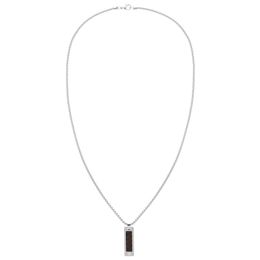 Kette mit Anhänger Tommy Hilfiger "Schmuck Edelstahl Halsschmuck Venezianerkette" Halsketten Gr. Edelstahl-Leder, Länge: 61 cm Breite: 2,5 mm, braun (silberfarben, braun) Herren Ketten mit Anhänger