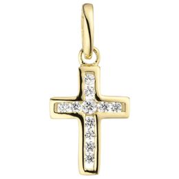 Kreuz-Anhänger Jobo "Anhänger Kreuz" Schmuckanhänger Gr. Gelbgold 375, gelb (gelbgold 375) Damen Anhänger