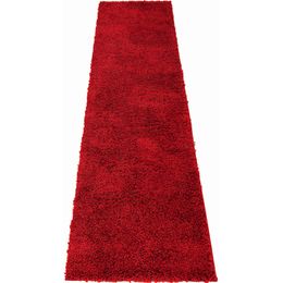 Läufer Bruno Banani "Shaggy Soft" Teppiche Gr. B/L: 80 cm x 500 cm, 30 mm, 1 St., rot (crimson) Teppichläufer