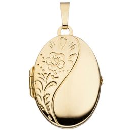 Medallion-Anhänger Jobo "Anhänger Medaillon oval" Schmuckanhänger Gr. Silber 925 (Sterlingsilber), goldfarben Damen Anhänger