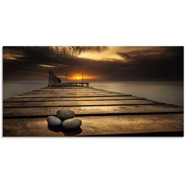 Glasbild Artland "Sonnenaufgang am Schwarzen Meer" Bilder Gr. B/H: 100 cm x 50 cm, Sonnenaufgang & -untergang, 1 St., braun Glasbilder